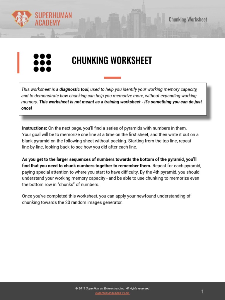 Chunking Worksheet 2019 - Fillable | PDF