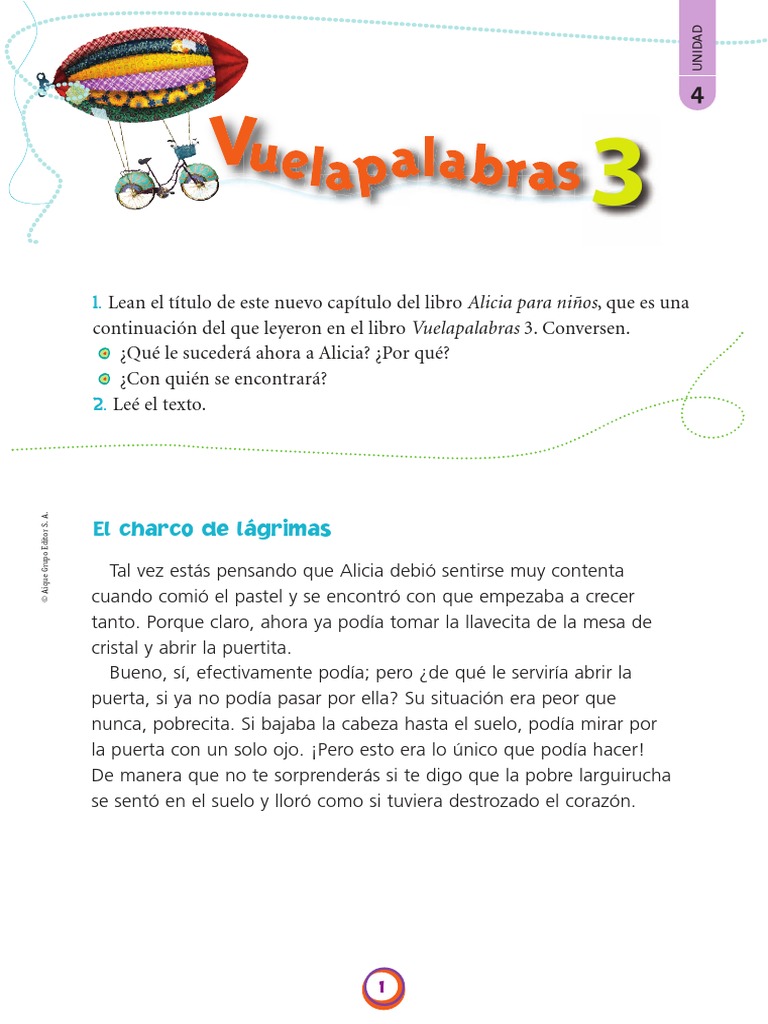 Actividades de Compresnion Alicia en El País de Las Maravillas 3º Grado ...