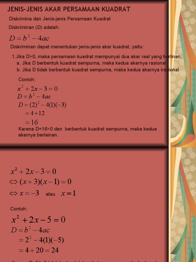 Diskriminan Persamaan Kuadrat | PDF