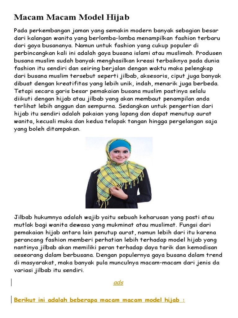 Macam Macam Model Hijab | PDF