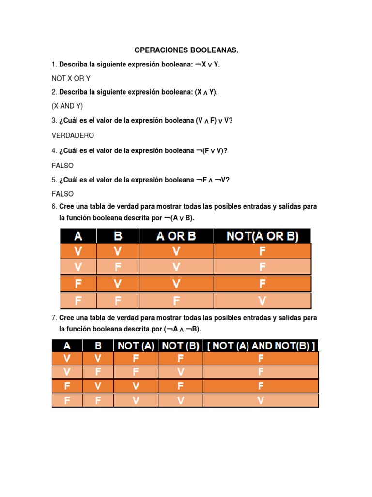 Operaciones Booleanas | PDF