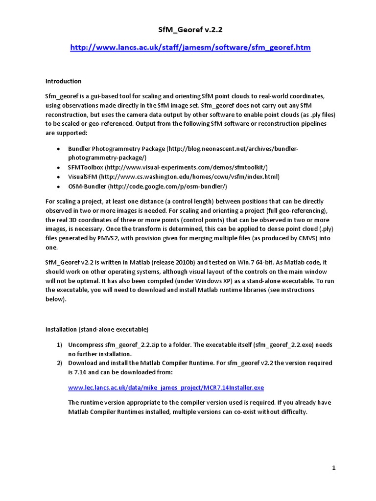 SFM Georef v2.2 Instructions | PDF | Computer File | Menu (Computing)