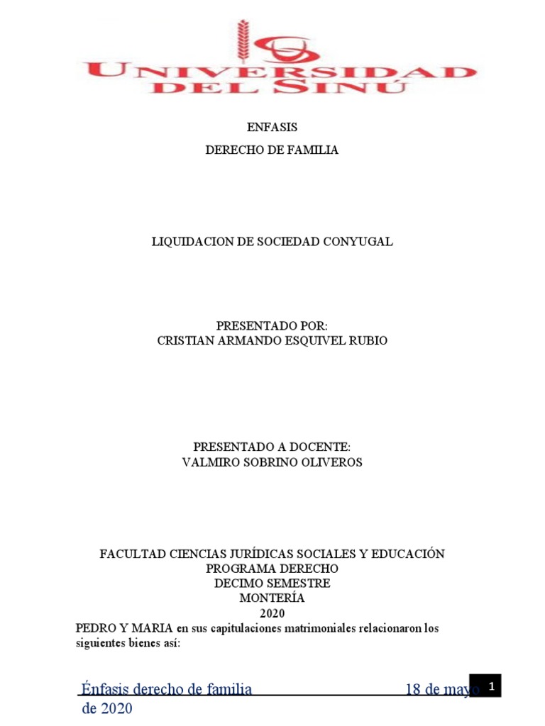 CASO PEDRO Y MARIA en Sus Capitulaciones Matrimoniales | PDF ...