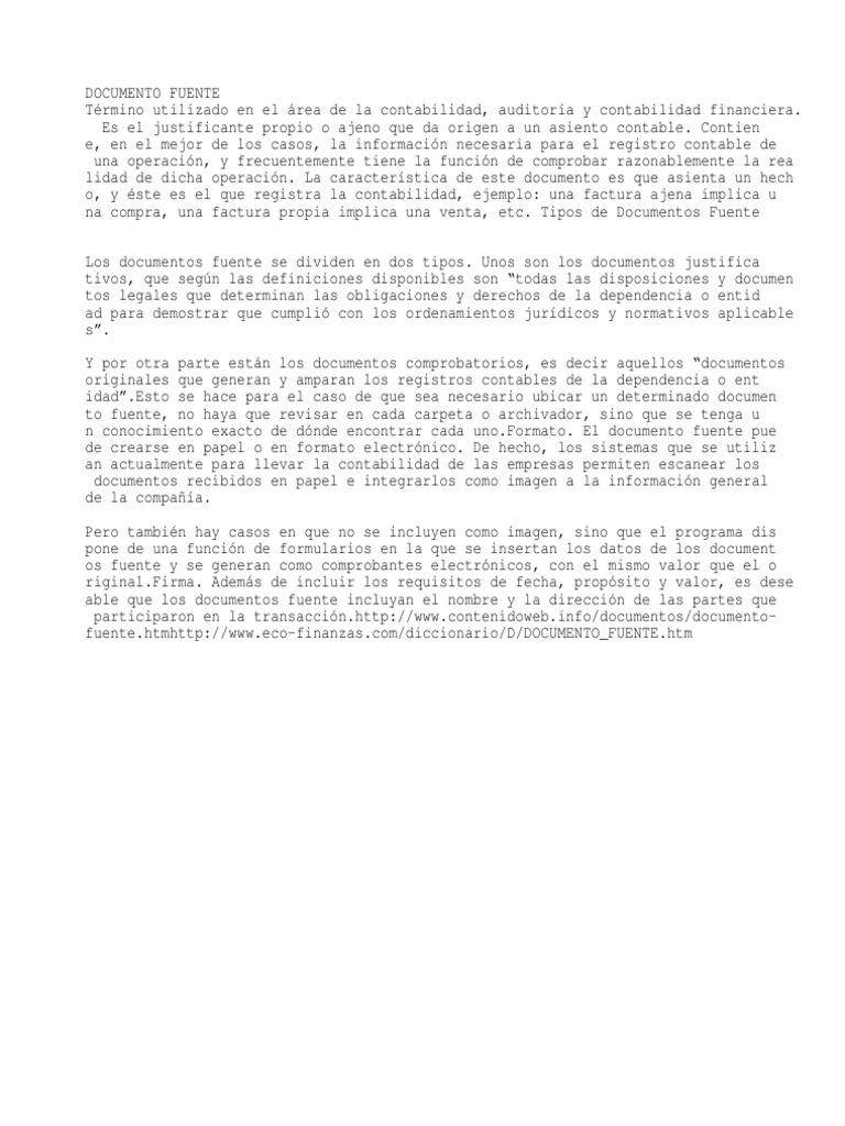 Tipos y funciones de documentos fuente | PDF