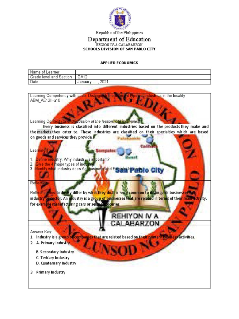 Applied Economics Activity Sheet 2 | PDF