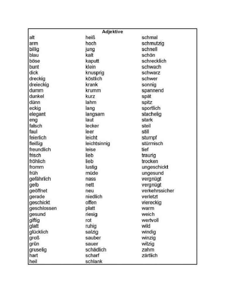 Adjektive Liste | PDF