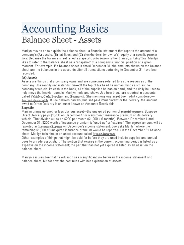 Accounting Basics: Balance Sheet - Assets | PDF
