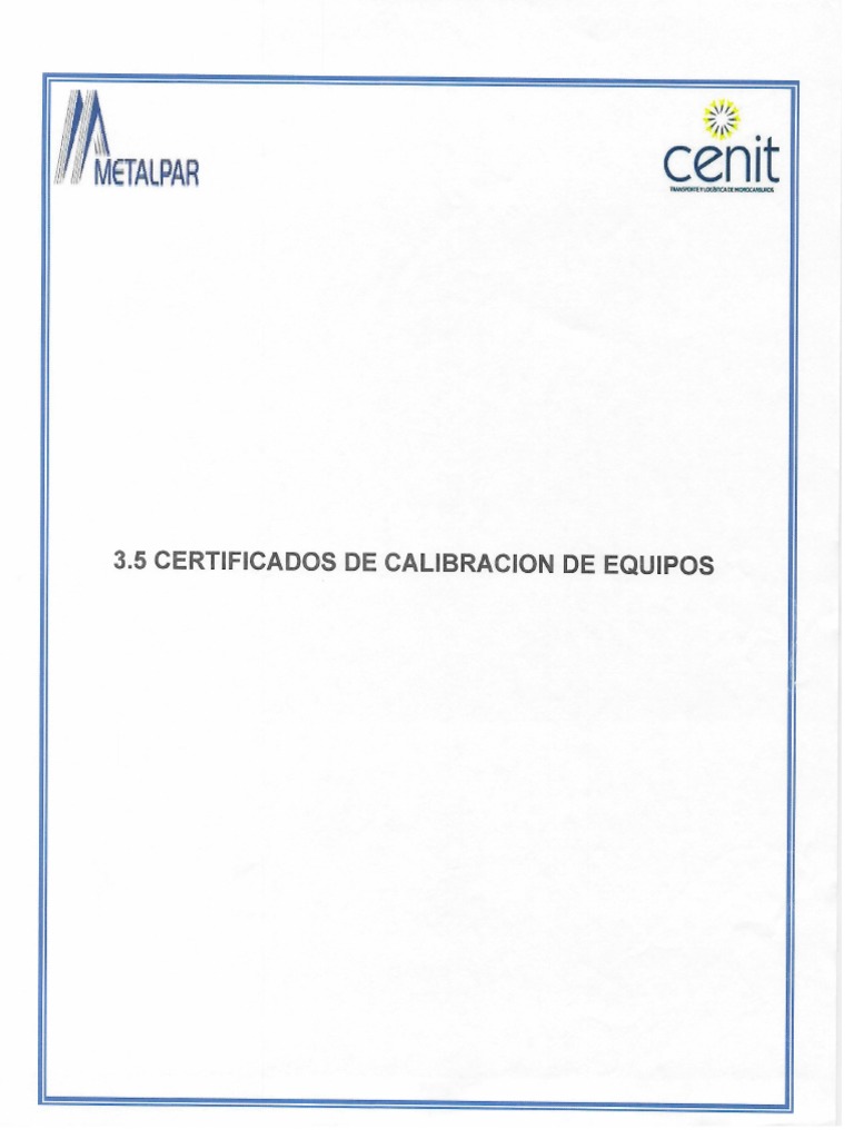 Certificados de Calibración de Equipos | PDF | Calibración | Metrología