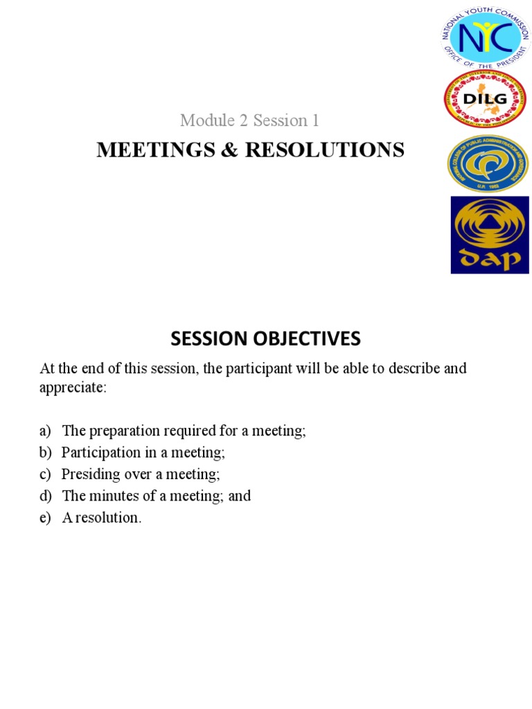 Meetings & Resolutions | PDF | Agenda (Meeting) | Government