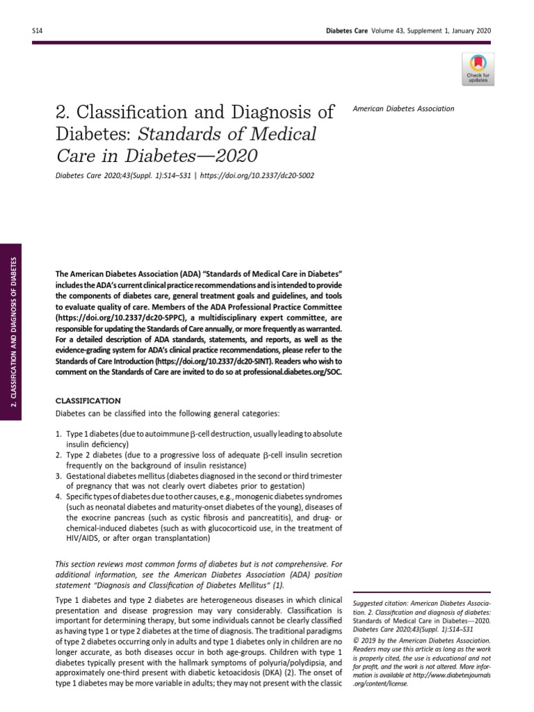 Classification and Diagnosis of Diabetes SMCD 2020 | PDF | Prediabetes ...