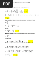 Geotechnical Engineering Formulas: γ kg m lb ft g cm G W e= V V S= V V ...