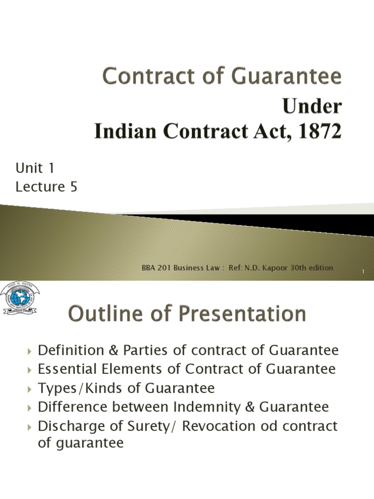 Unit 1: BBA 201 Business Law: Ref: N.D. Kapoor 30th Edition | Download ...