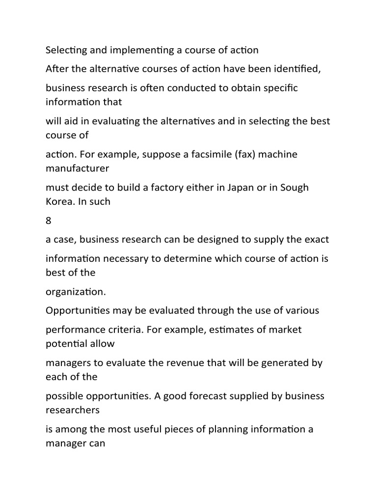 Selecting and Implementing A Course of Action | PDF | Retail ...