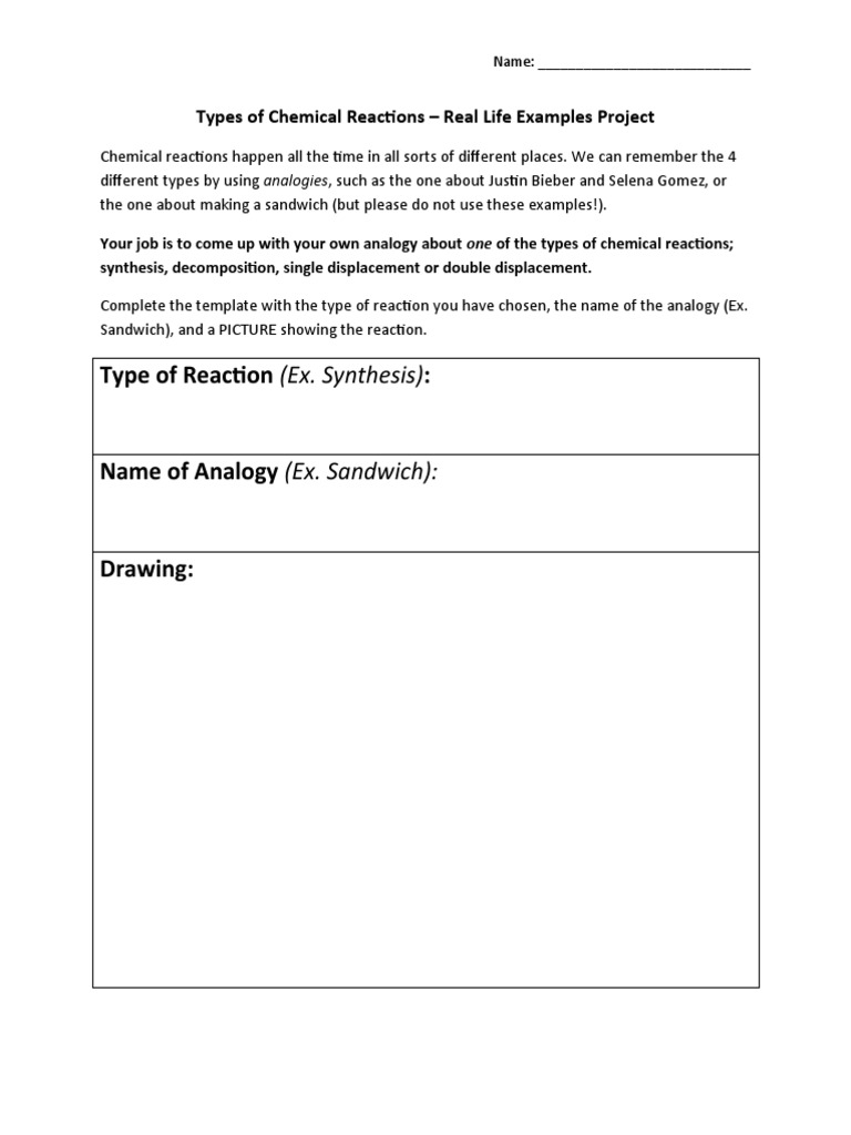 Real-Life Chemical Reactions Project | PDF | Language Arts & Discipline