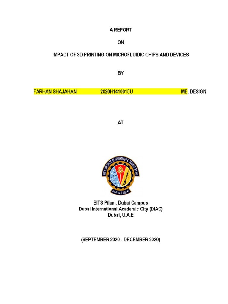 Microfluidics Project Report I | PDF | 3 D Printing | Microfluidics