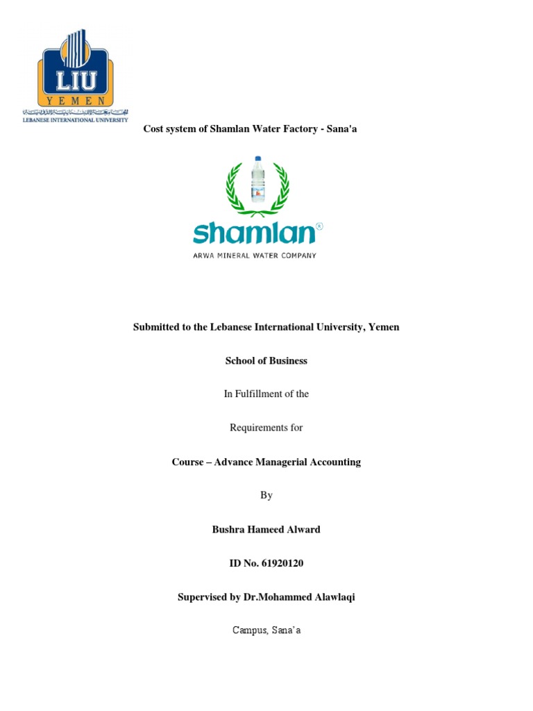 Cost system analysis of Shamlan Water Factory | PDF | Physical Sciences ...