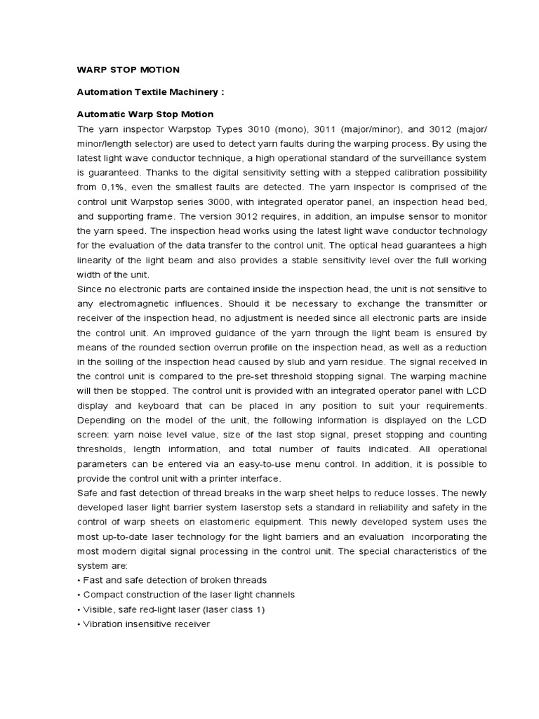 Warp Stop Motion | PDF | Weaving | Laser