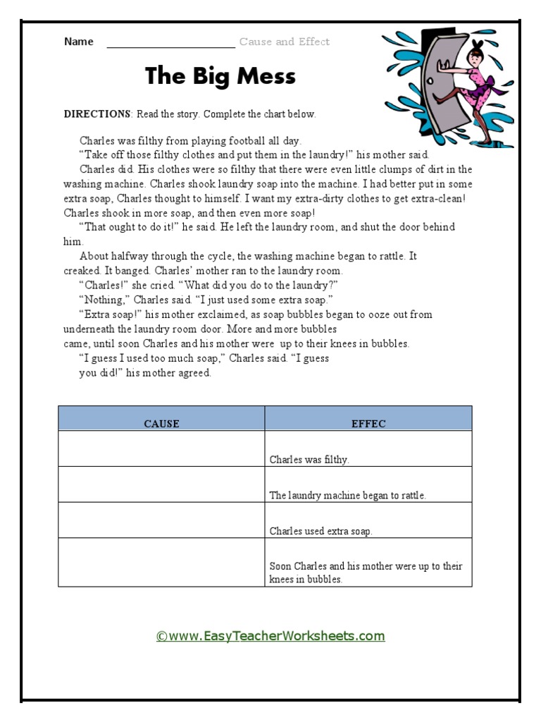 The Big Mess: DIRECTIONS: Read The Story. Complete The Chart Below | PDF