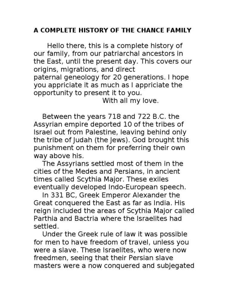 A Complete History of The Chance Family | PDF | Israelites | Hebrew ...