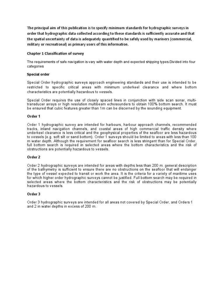International Hydrographic Organization Standards for Hydrographic ...