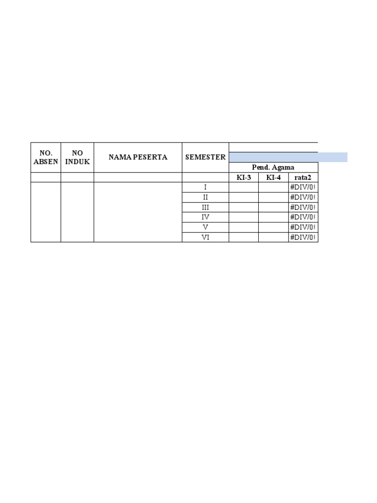 Rekap Nilai Rapor Kelas Xii Ips2 | PDF