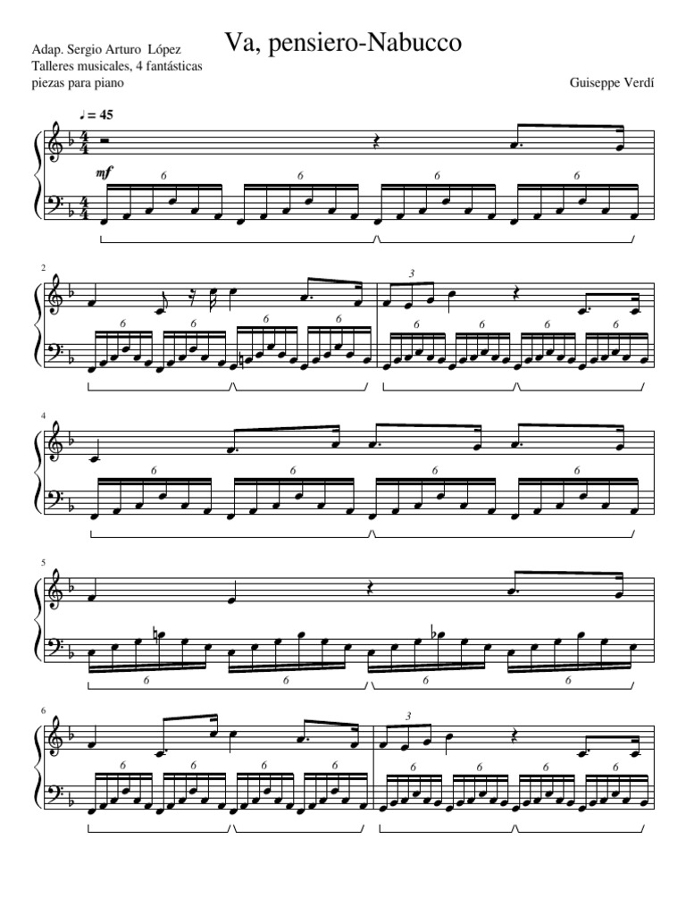 Va, Pensiero, Nabucco - Verdi T | PDF | Opera | Vocal Music