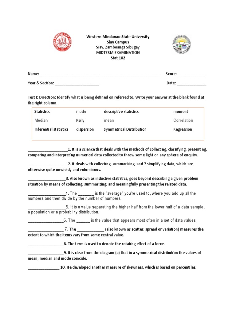 Western Mindanao State University Siay Campus: Mode Median | PDF | Mean ...