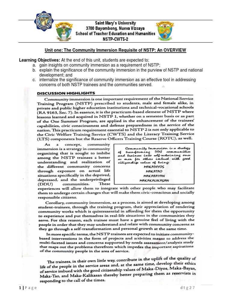 An Introduction to Community Immersion: Understanding its Role and ...