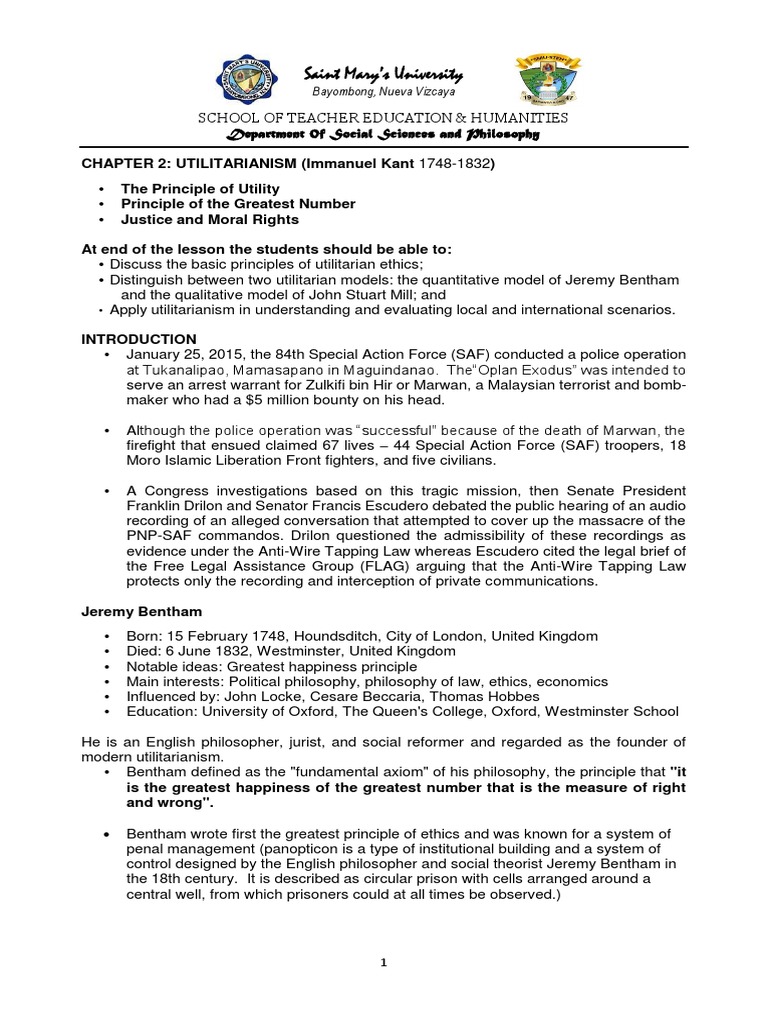 Chapter 2 Utilitarianism | PDF | Utilitarianism | John Stuart Mill
