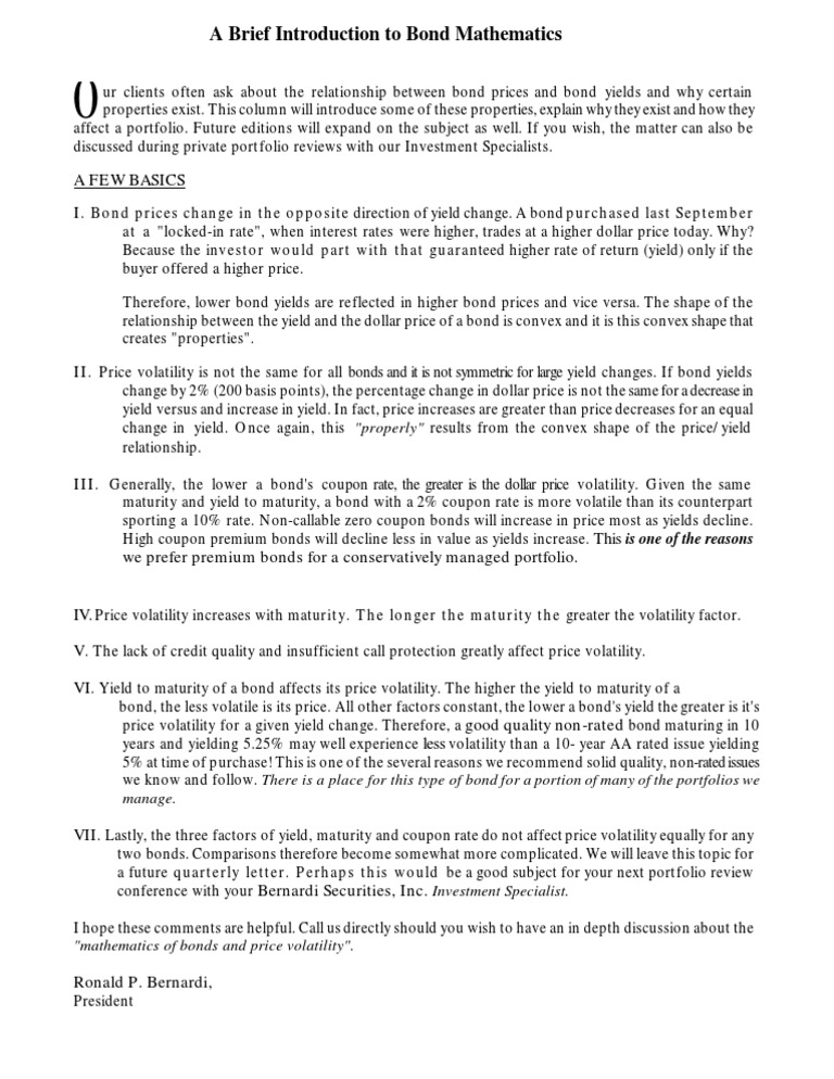 Bond Mathematics | PDF | Bonds (Finance) | Yield (Finance)