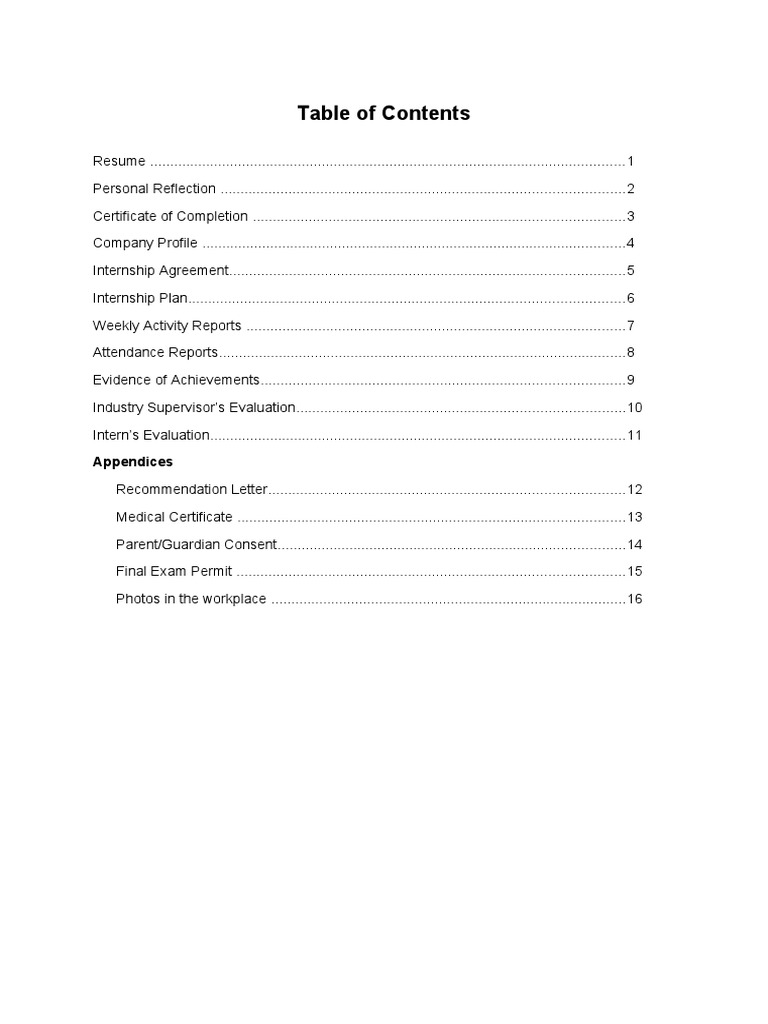 Table of Contents Template | PDF
