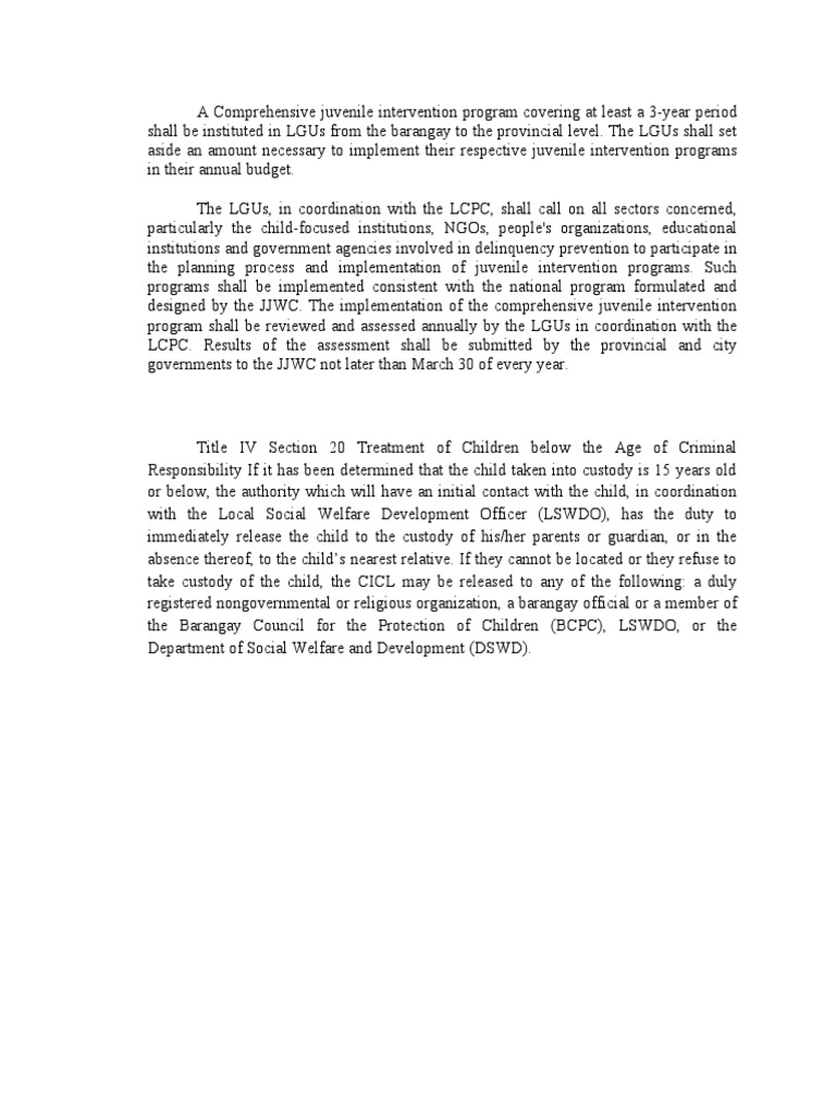 A Comprehensive Juvenile Intervention Program Covering at Least A 3 ...
