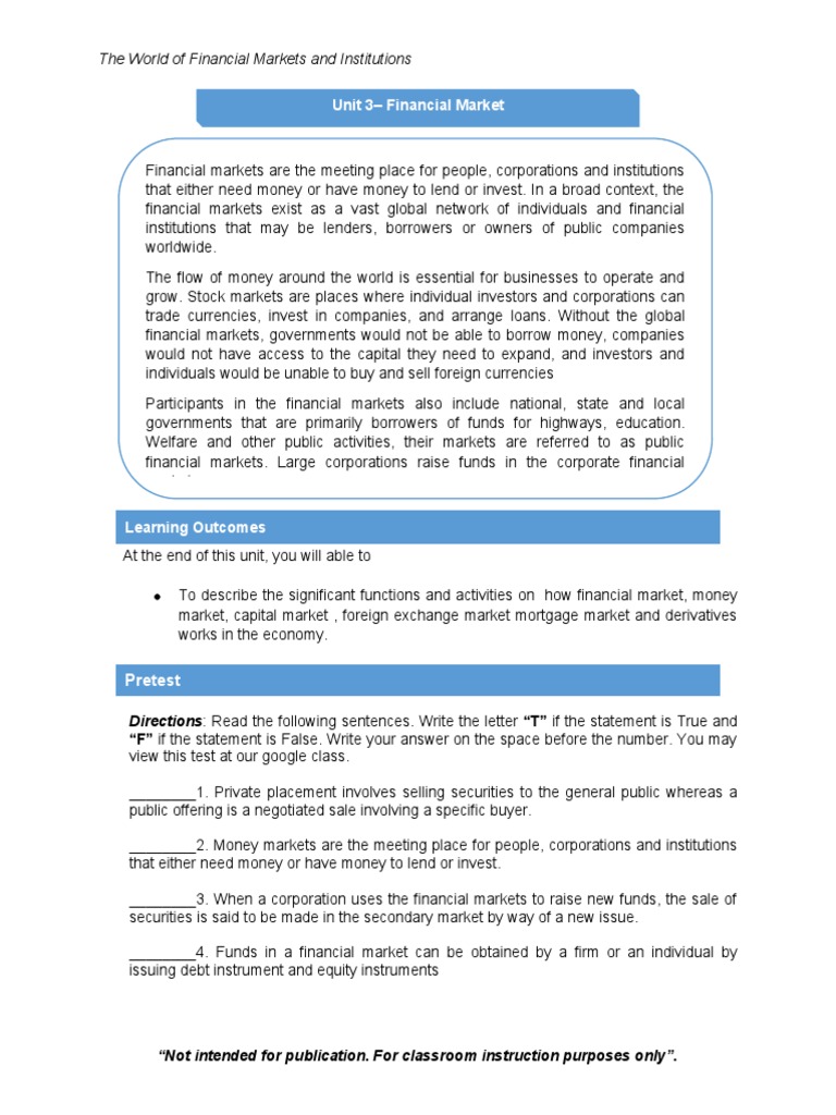 Unit 3 Financial Market | PDF | Financial Markets | Securities (Finance)