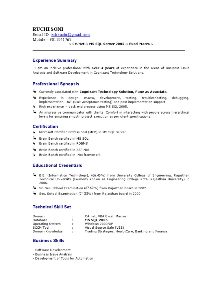 Ruchi Soni CV | PDF | Software Development | Microsoft Sql Server