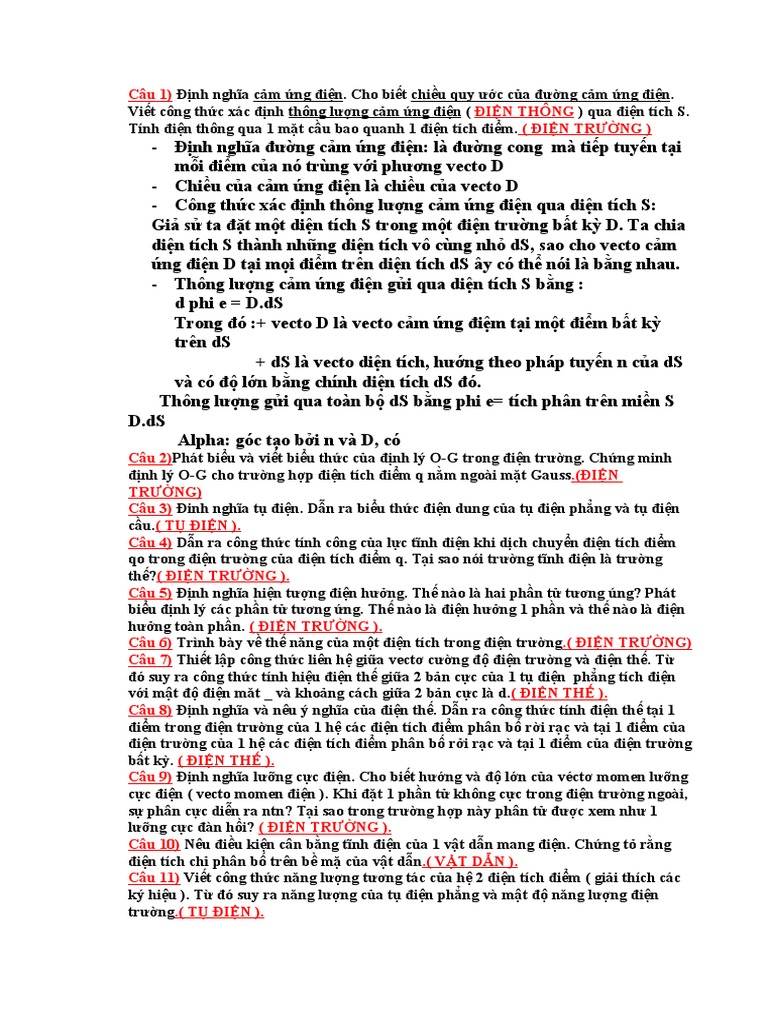 CÂU HỎI VLDC 2 | PDF