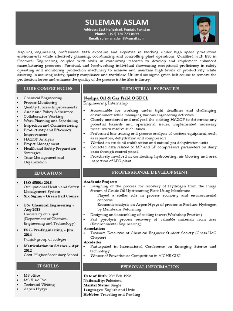 Suleman Aslam - CV | PDF | Occupational Safety And Health | Engineering