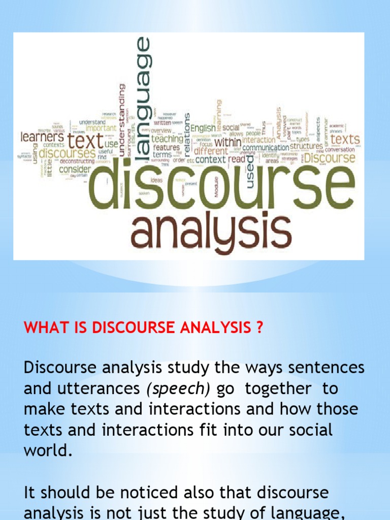 Discourse Analysis Pdf Discourse Context Language Use 