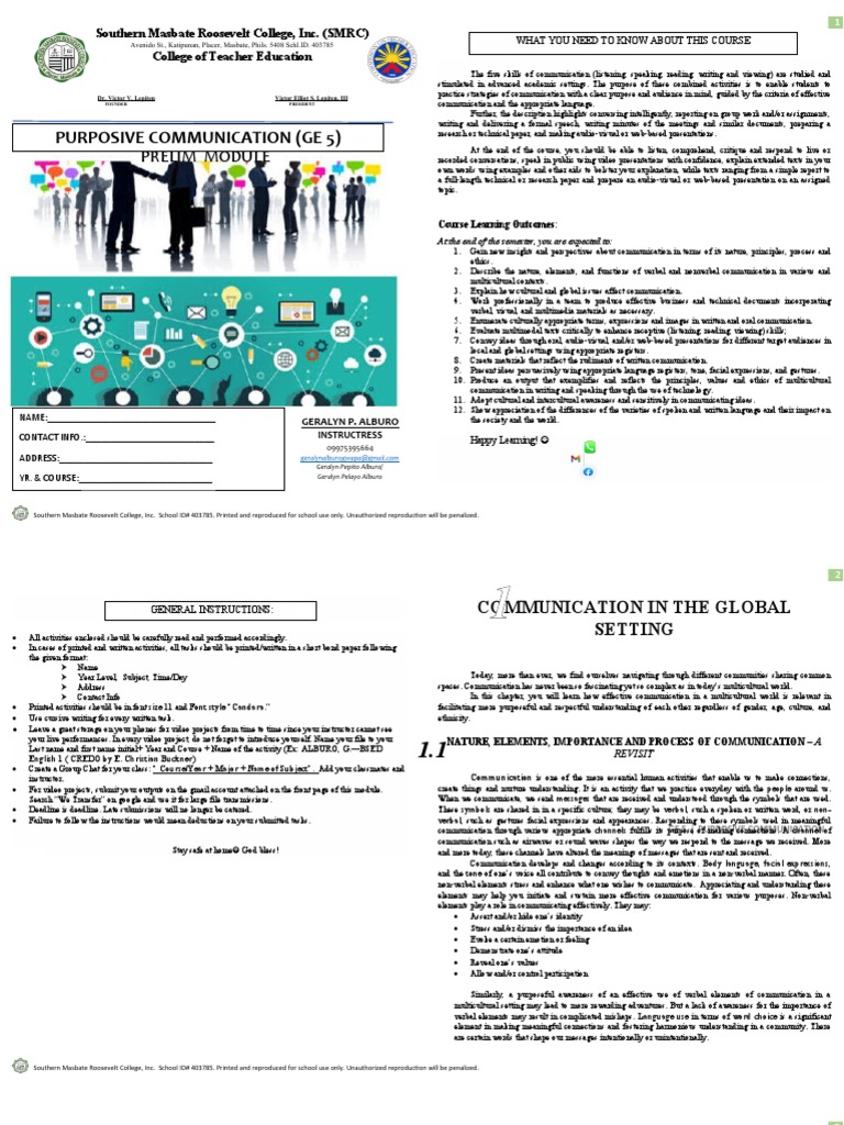 Purposive Communication Prelim | Download Free PDF | Human Communication | Communication
