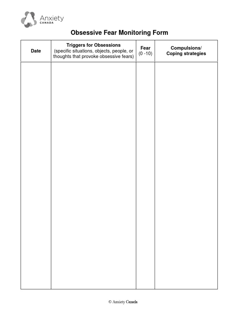 Obsessive Fear Monitoring Form | PDF