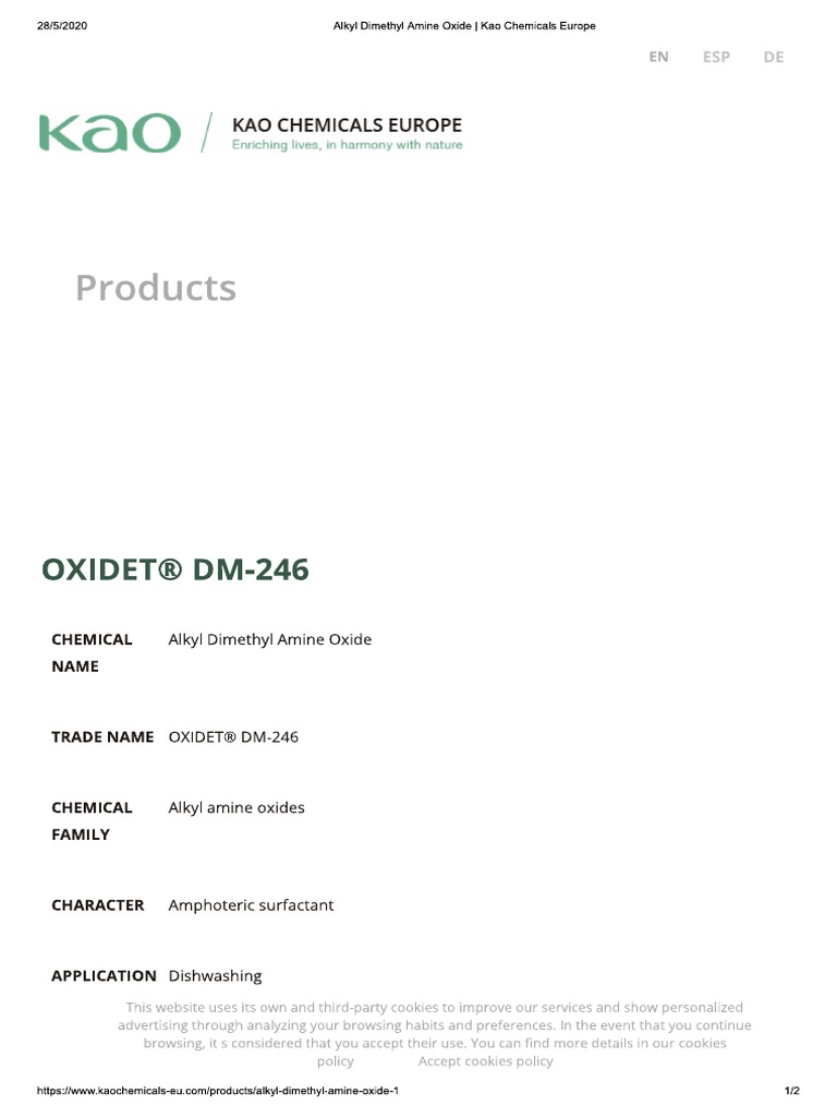 Alkyl Amine Oxide Overview | PDF | Organic Chemistry | Chemistry
