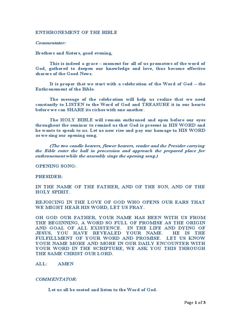 Enthronement of The Bible | PDF | Glory (Religion) | Jesus