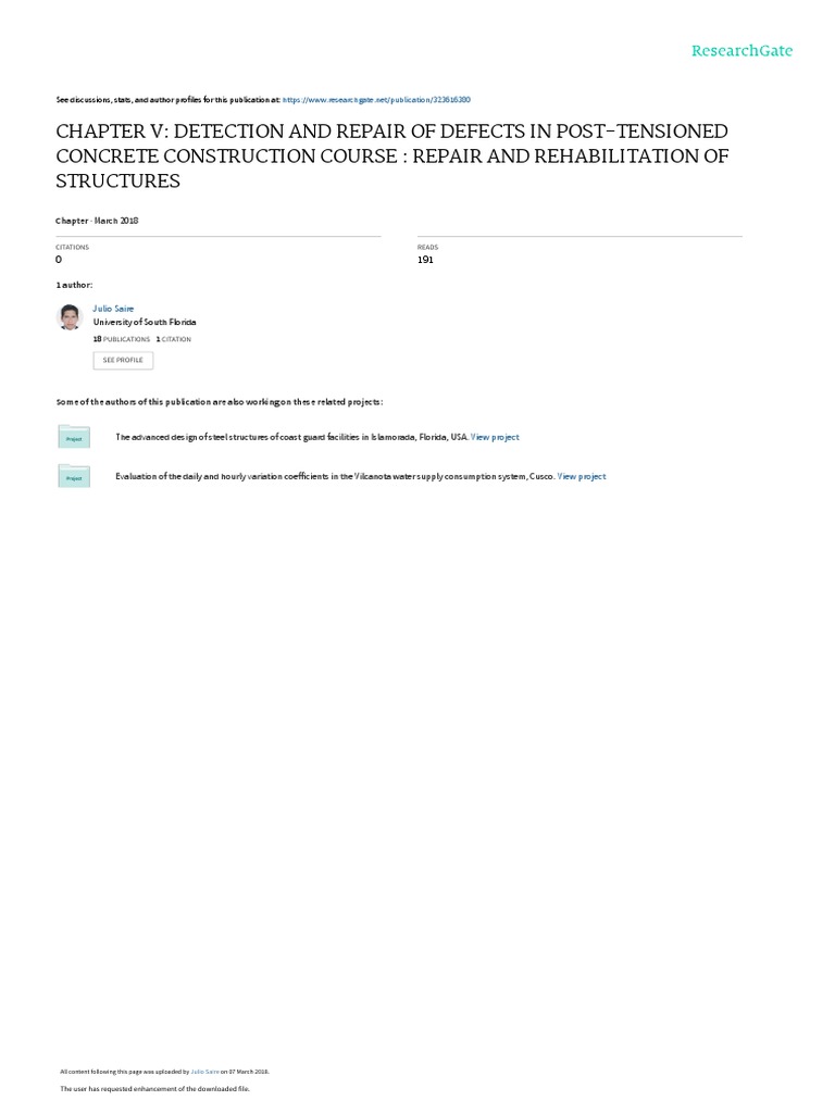 Chapter V: Detection and Repair of Defects in Post-Tensioned Concrete ...