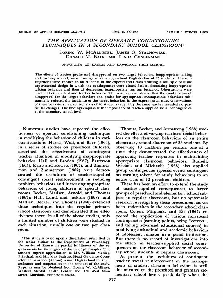 Application Operant Conditioning | PDF | Reinforcement | Teachers