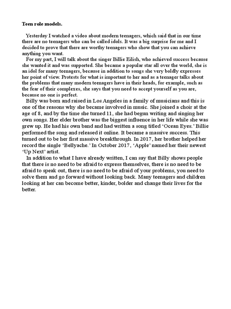 English - Teen Role Models | PDF