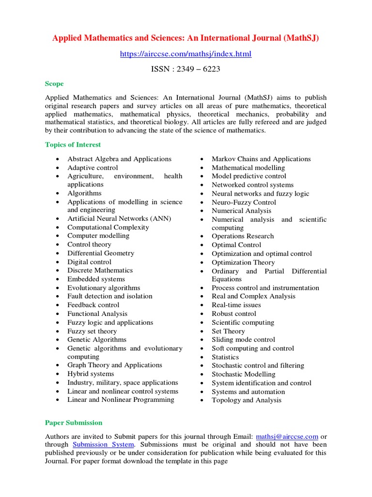 International Journal of Applied Mathematics | PDF