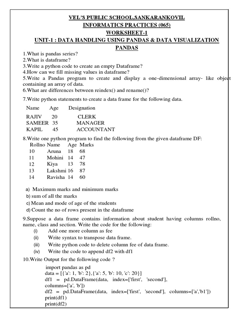 Worksheet-1 (Python) | PDF | Comma Separated Values | Chart