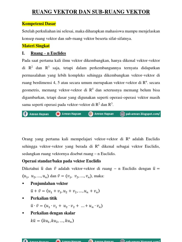 1 - Ruang Vektor Dan Sub Ruang Vektor | PDF