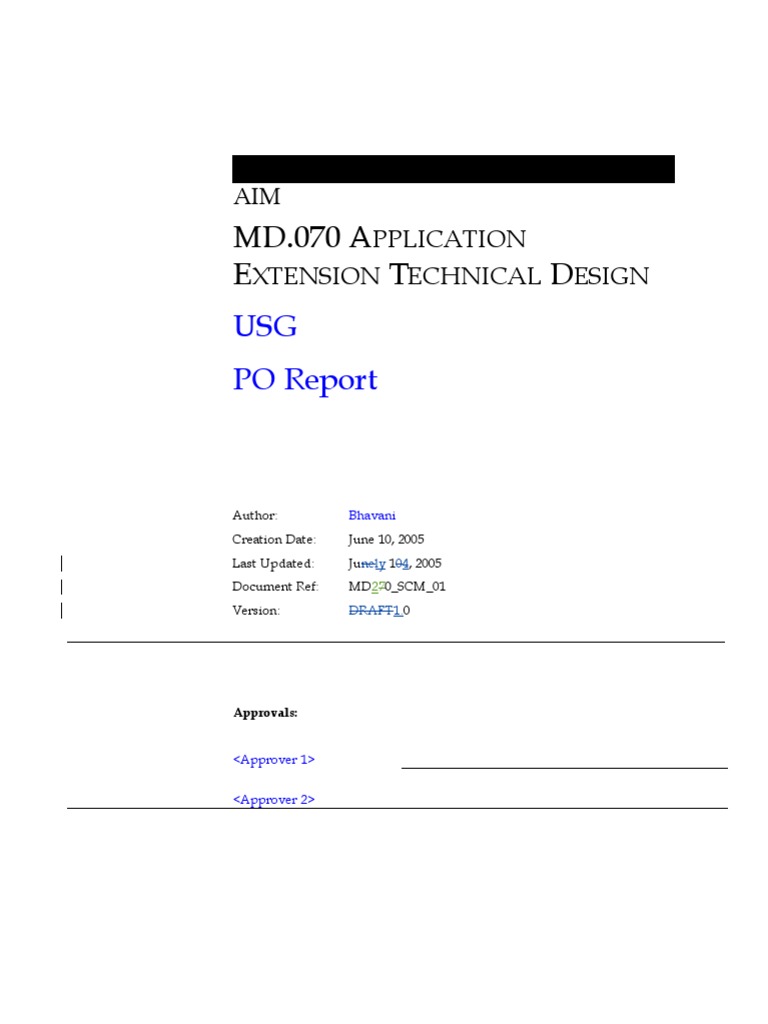 MD.070 A E T D: USG PO Report | PDF | Databases | Oracle Database