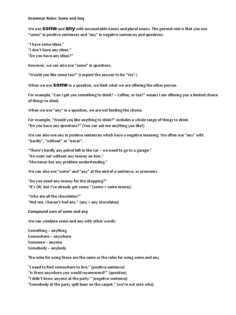 Some Any Grammar Rules | PDF
