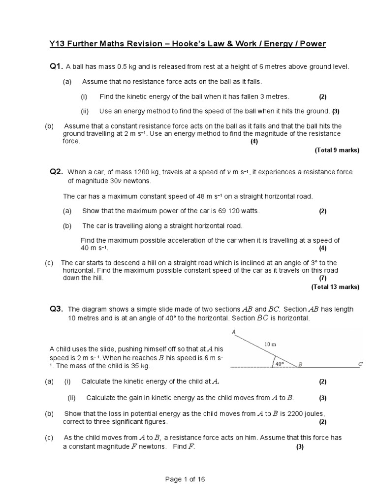Hookes Work Energy | PDF | Force | Elasticity (Physics)